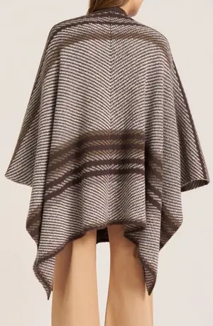 Matty M. Striped Poncho - Chocolate