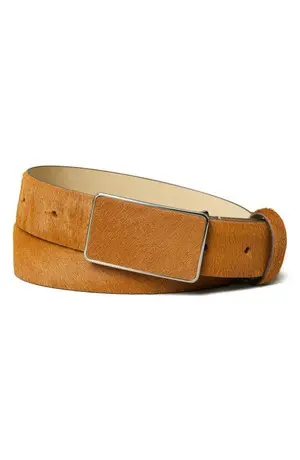 Tory Burch Plate Genuine Calf Hair Belt - Mandorla