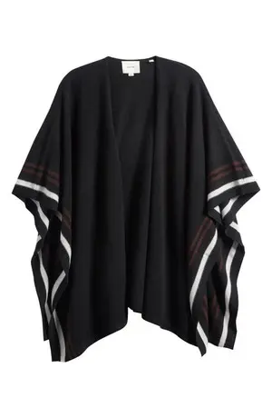 Vince Border Stripe Cashmere Cape - Black