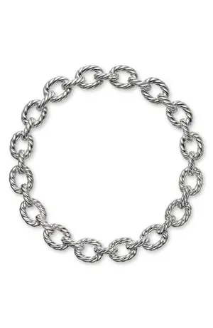David Yurman Sculpted Cable Oval Link Necklace - Silver