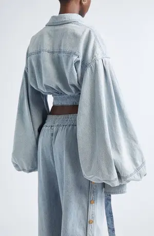 Zimmermann Rebellion Denim Wrap Crop Top