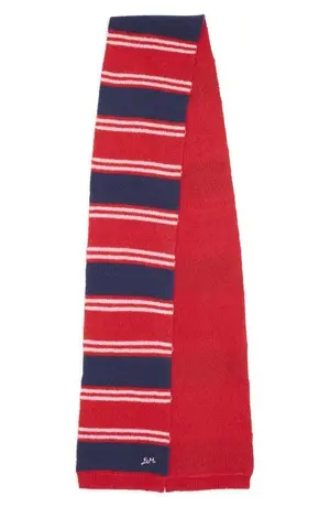 DAMSON MADDER Bibi Stripe Skinny Wool Scarf - Red Multi