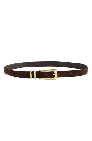 Madewell Elongated Buckle Suede Belt - Dark Carob