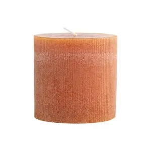 STORIED HOME Unscented Pleated Pillar Candle - Orange