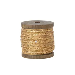 STORIED HOME 1/2"w Cotton Metallic Ribbon On Wood Spool - Gold