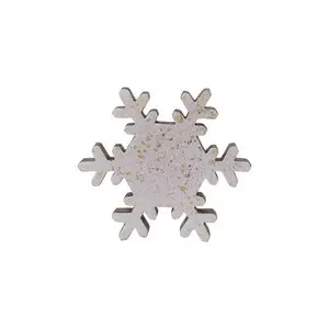 STORIED HOME Handmade Enameled Mango Wood Snowflake With Gold Splatter - Cream