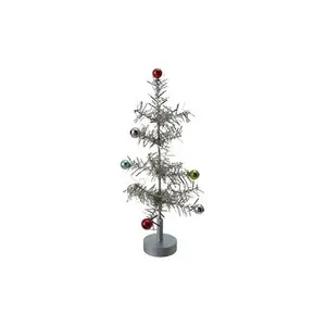 STORIED HOME Tinsel Tree With Multicolor Ball Ornaments - Silver