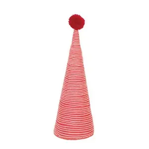 STORIED HOME Wool Yarn Wrapped Tree With Pom Pom - Red