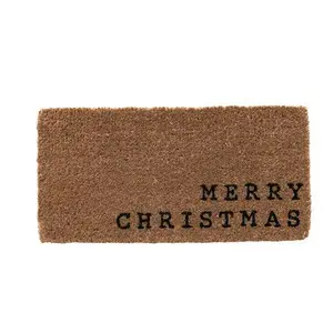 STORIED HOME Holiday Coir "merry Christmas" Doormat - Natural