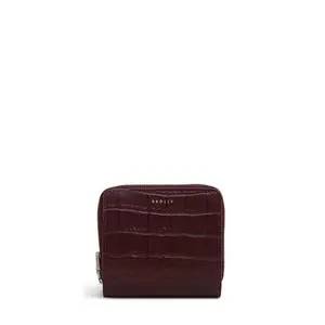 RADLEY Dukes Placefaux Croc Medium Zip Around Wallet Dark Cherry