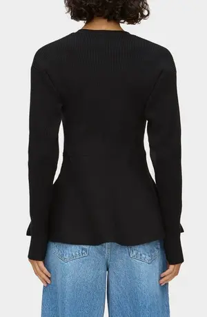 ALIGNE Peplum Detail Rib Zip Cardigan
