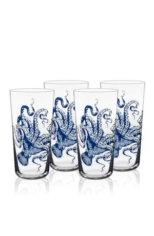 CASKATA Lucy Blues Small Drinking Glass Set Of 4 - Color