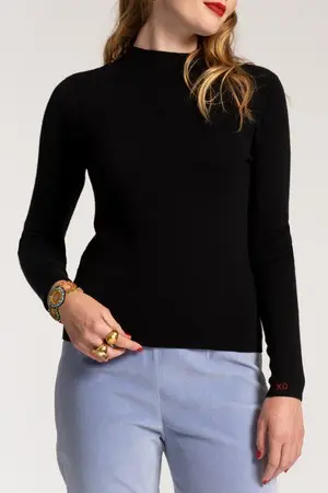 FRANCES VALENTINE Marie Long Sleeve Sweater - Black