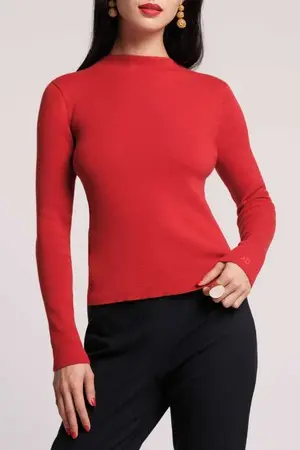 FRANCES VALENTINE Marie Long Sleeve Sweater - Red