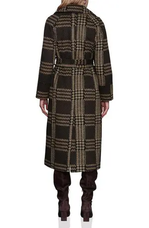 Avec Les Filles Plaid Belted Coat - Chocolate Plaid