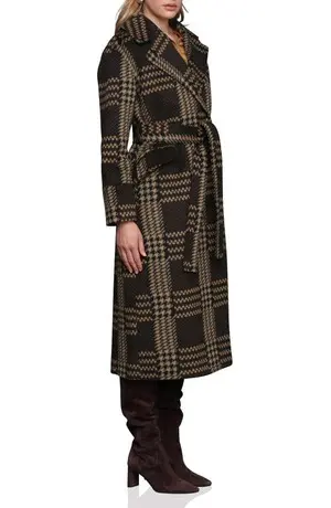 Avec Les Filles Plaid Belted Coat - Chocolate Plaid