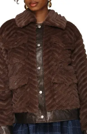 Avec Les Filles Faux Fur Trucker Jacket