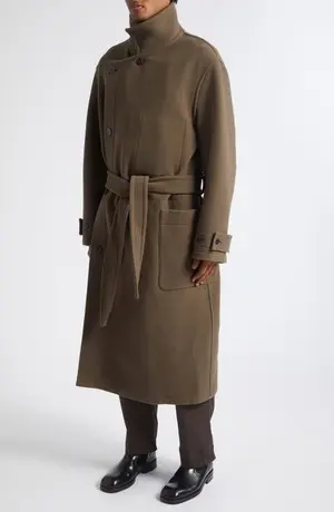 LEMAIRE Double Face Wool Wrap Coat - Thyme