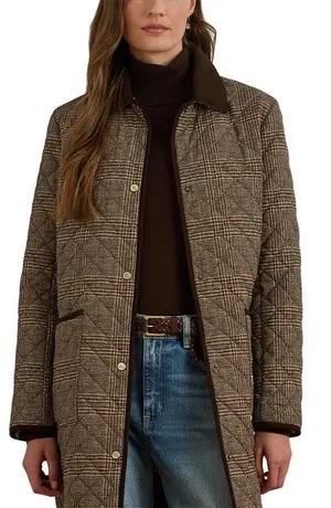 Ralph Lauren Glen Plaid Quilted Coat
