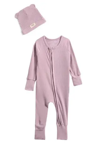 BELLA TUNNO Ribbed One-piece And Hat Set - Purple