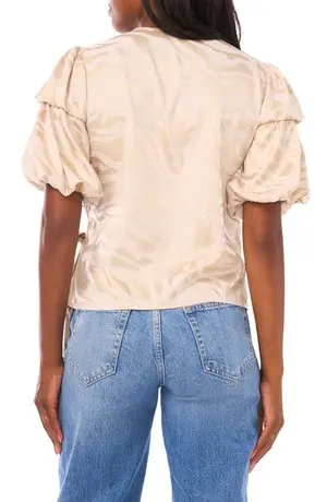 Vince Camuto Satin Jacquard Wrap Front Top