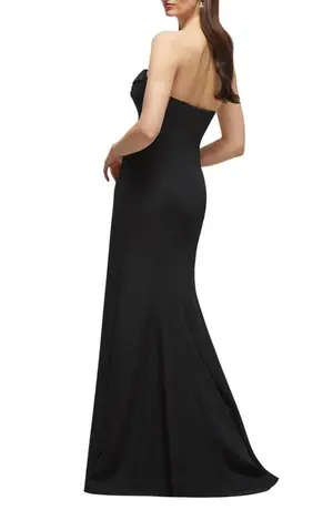 Dessy Collection Floral Embellished Strapless Gown
