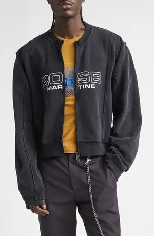 Martine Rose Shrunken Full Zip Logo Sweatshirt