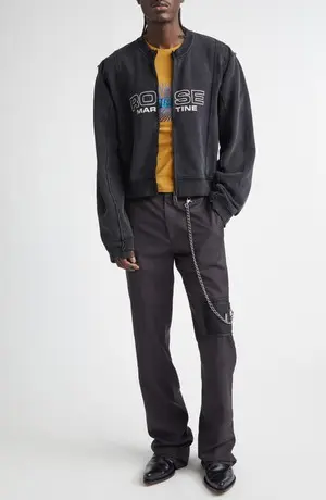 Martine Rose Shrunken Full Zip Logo Sweatshirt