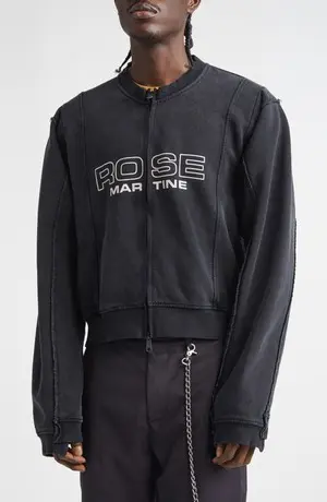 Martine Rose Shrunken Full Zip Logo Sweatshirt