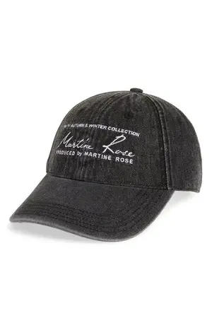 Martine Rose Signature Embroidered Denim Baseball Cap - Black