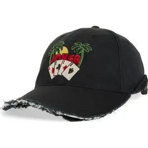 Martine Rose Roll Back Distressed Embroidered Baseball Cap - Black