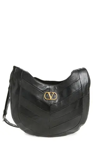 Valentino Garavani Small Patchwork Leather Hobo Bag - Black