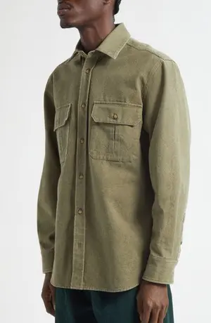 NOAH Washed Cotton Canvas Button-up Shirt