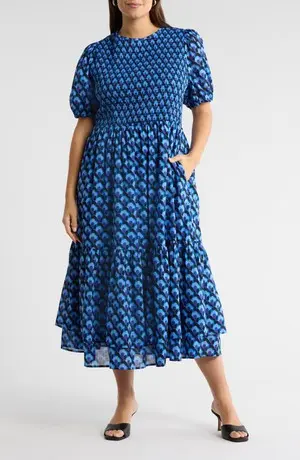 SUGARLIPS Bali Town Aruba Smocked Dress - Blue-navy
