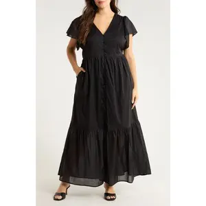 SUGARLIPS Brigid Flutter Sleeve Midi Dress