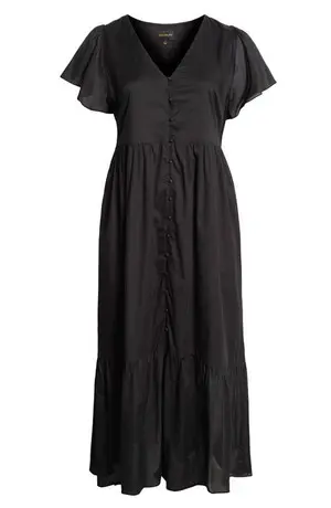 SUGARLIPS Brigid Flutter Sleeve Midi Dress