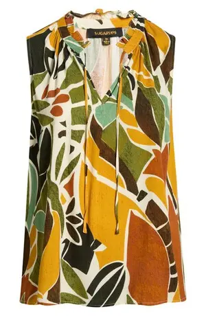SUGARLIPS Reina Tropical Print Sleeveless Top