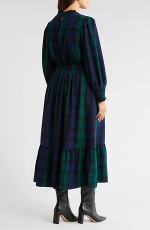 SUGARLIPS Plaid Long Sleeve Maxi Shirtdress