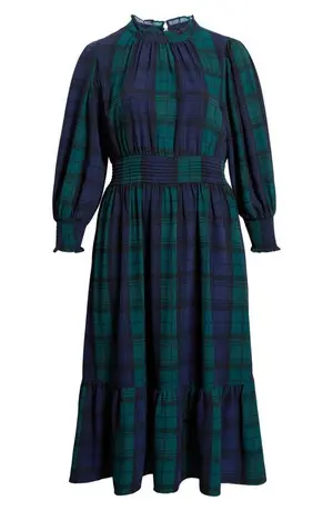 SUGARLIPS Plaid Long Sleeve Maxi Shirtdress