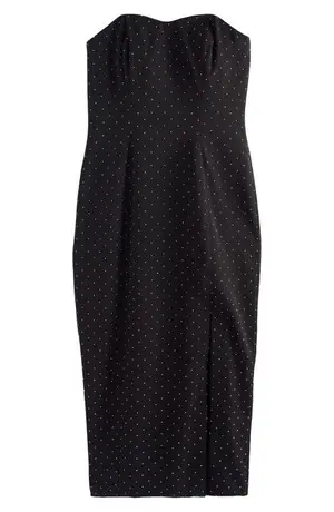 NEXT Hotfix Diamanté Strapless Midi Dress - Black