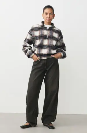 NEXT Plaid Quarter-zip Sweatshirt