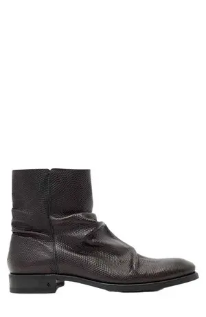 John Varvatos Morrison Sharpei Slouchy Reptile Embossed Boots - Black