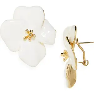 Shashi Bloom Large Drop Earrings - Gold/white