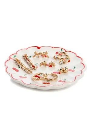 Bp. Set Of 6 Assorted Earrings & Ceramic Tray