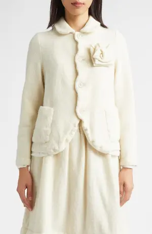 Comme Des Garçons Wool Blend Felt Jacket - Ecru