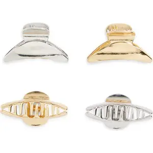 Tasha Assorted Metallic Mini Jaw Hair Clips 4-pack - Gold Silver