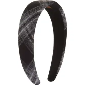 Tasha Plaid Wide Headband - Blue Plaid