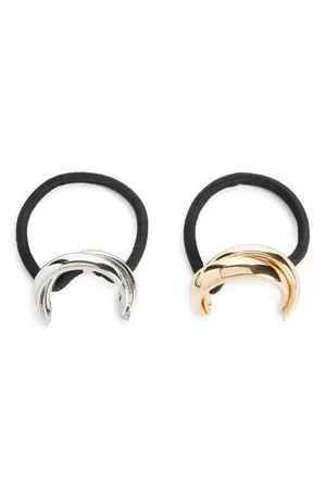 Tasha Metal Ponytail Holders Set Of 2 - Silver/gold Assorted
