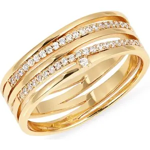 Nordstrom Cubic Zirconia Crossover Ring - 14k Gold Plated