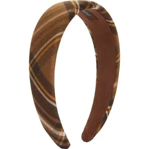 Tasha Plaid Padded Headband - Green Plaid
